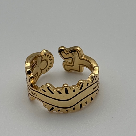 Jewelry | Gold Color Ring Size 5 Keith Haring Inspired Design | Poshmark